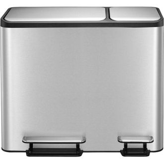 EKO Collecteur de d&eacute;chets &agrave; p&eacute;dale, capacit&eacute; 15 + 30 l, l x h
