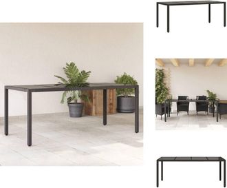 vidaXL Gartentisch mit Glasplatte Schwarz 190x90x75 cm Poly Rattan - Gartentisch - Esstisch - Outdoortisch - Terrassenm&ouml;bel - Gartenm&ouml;bel