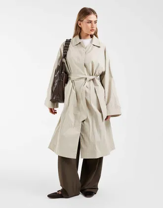 & Other Stories Caban long en coton avec ceinture - Beige-Neutre