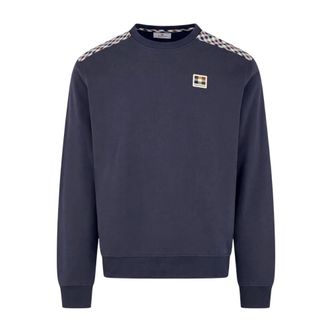 Aquascutum Sweatshirt mit Karomuster-Schulterpartie - - Sweatshirts & Hoodies - Herren - Blau - 2XL