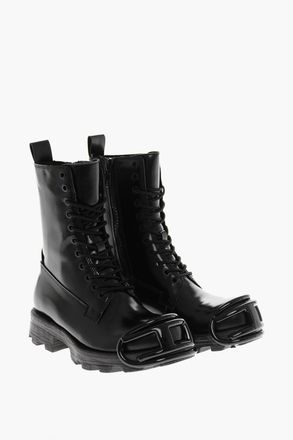 Diesel Leder-Combat-Boots HAMMER mit Logo an der Spitze Diesel