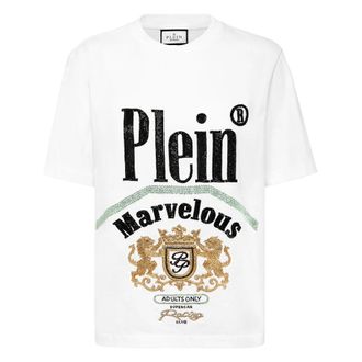 Philipp Plein Femme, Tops, Blanc, Taille: 40 FR Jersey T-Shirt Marvelous