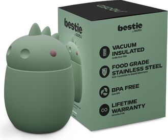 Asobu BESTIE Lebensmittelbeh&auml;lter - Vakuumisoliertes Edelstahlglas mit lustigem Silikondeckel - h&auml;lt Lebensmittel stundenlang hei&szlig; oder kalt - ideal f&uuml;r Mah