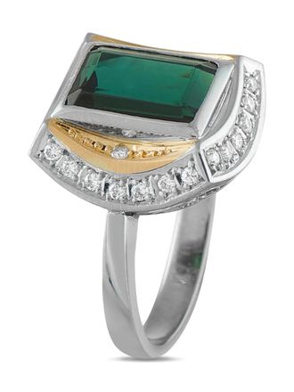 Luxury Bazaar bague en or 18ct sertie de diamant et tourmaline - Argent