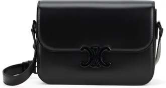 Celine Womens Shoulder Bag Triomphe Classic Black Calfskin
