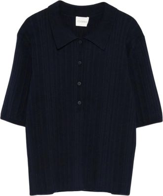 Closed Femme, Tops, Bleu, Taille: 36 FR Polo en maille c&ocirc;tel&eacute;e