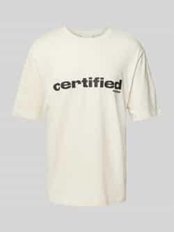 Review T-Shirt mit Label-Print