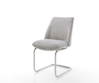 DELIFE Freischwinger Elso-Flex Cord Silbergrau Freischwinger rund Edelstahl Taschenfederkern, Esszimmerst&uuml;hle