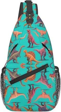 Generic Casual Sacoche Tactique Animaux Dinosaures Art Sling Sac &agrave; Bandouli&egrave;re Durable Sac DEpaule pour Cyclisme Voyage Randonn&eacute;e