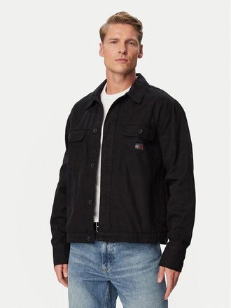 Tommy Jeans Hemdjacke DM0DM23919 Schwarz Regular Fit