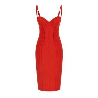 Elisabetta Franchi Femme, Robes, Rouge, Taille: 40 FR Robe L&eacute;g&egrave;re en Cr&ecirc;pe avec Finition Bord Franc