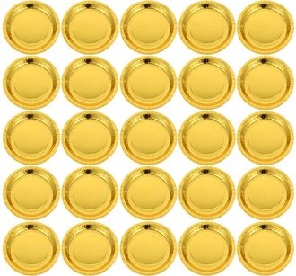 UPKOCH Einwegteller Partygeschirr Pappteller Kuchenteller: 30 Stücke Gold Partyteller Dessertteller Sevierplatten für Hochzeit Taufe Geburtstag Party Geschir