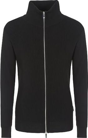 A|X Armani Exchange Merino Wool Mix Full Zip Mock Neck Sweater Cardigan, Noir, Taille L Homme