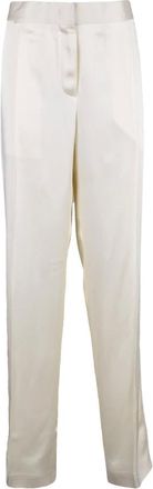 Jil Sander Femme, Pantalons, Blanc, Taille: 44 FR Classico Satin Cropped Pantalons
