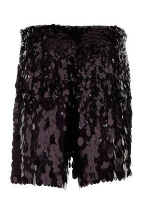 Dries Van Noten Mens Embellished Crepe Piperi Bermuda Shorts Burgundy Exterior: Viscose