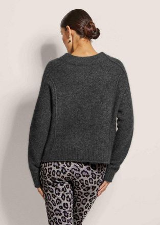 Madeleine Strickpullover Kaschmirpullover mit Stehkragen Wollpullover mit Rippenblenden, Ziern&auml;hten und langarm