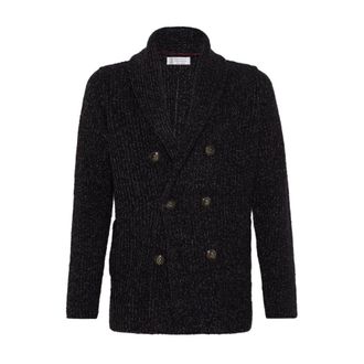 Brunello Cucinelli Doppelreihiger Cardigan mit Schalkragen - - Knitwear - Herren - Schwarzk - L