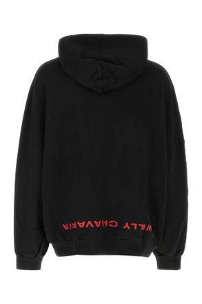 Willy Chavarria Mens Black Cotton Oversize Welcome To America Sweatshirt Exterior: Felpe Sweater