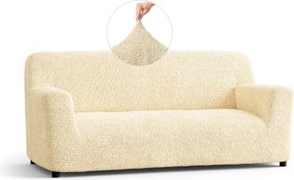 Paulato by GA.I.CO. PAULATO - Sofabezug 3 Sitzer aus einfarbiger Mikrofaser, kratzfestes Gewebe, maschinenwaschbar, WavyTech-Technologie, Made in Italy - Vanille