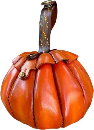 Generic Pumpe aus Leder - Pumpkin Design PU Leder | Multifunktions-Werkzeug zum Sammeln von Früchten, Camping Ei Comest der