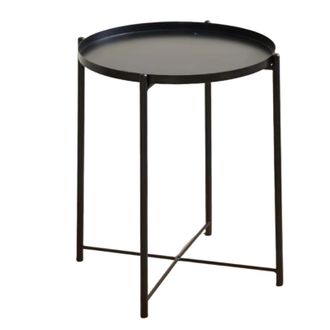 Generic Klapptisch | 42x55.5cm | Beistellt Tisch Rund | Dekotisch | Sofatisch Mit Abnehmbare Tablette | Couchtisch | Nachttisch | Kerzentisch(Black)