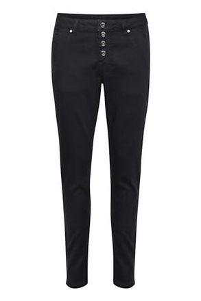 Cream Femme Cream Womens Denim Pants Mid Waist Skinny Slim Jeans, Pitch Black Unwashed, 29W / 32L EU