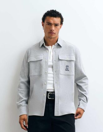 Parlez Clothing lang&auml;rmliges Waffelshirt mit Print in Grau