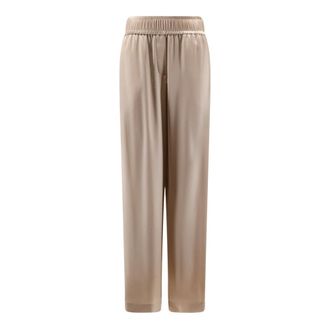 Brunello Cucinelli Femme, Pantalons, Beige, Taille: 38 FR Pantalon en Soie Stretch