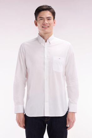 Eden Park Chemise En Coton Blanc Coudi&egrave;re Coupe Droite