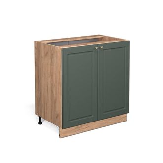 Vicco K&uuml;chenunterschrank Fame-Line, Gr&uuml;n-Gold Landhaus, 80 cm mit Regal, ohne Arbeitsplatte