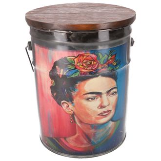 Guru Shop Hocker Eimer Sitzschemel mit Holzdeckel, Vintage M&uuml;lleimer - Frida, 40x33x33 cm