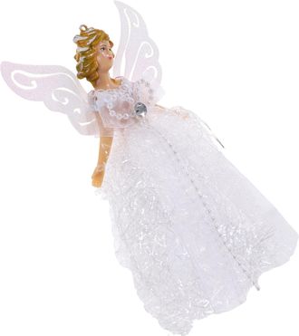 DOITOOL Engelsfigur Weihnachtsdekoration Kleine Engel Tischdeko aus Robustem Kunststoff und Stoff Wei&szlig;e Engel Figur f&uuml;r Weihnachten und Hochzeit Stabile Festl