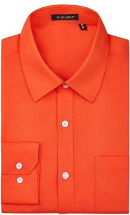 Hisdern Chemise Orange Homme Manches Longues Chemises Habillée Formelle Chemise Regular Fit Casual Chemises Shirt Orange XXL