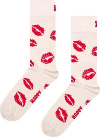 Happy Socks Homme, Sous-vêtements, Beige, Taille: M Beige Kiss Print Crew Socks