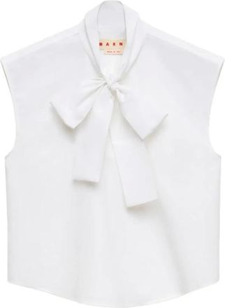 Marni Femme, Blouses et Chemises, Blanc, Taille: 34 FR Blouse en popeline avec &agrave; la taille