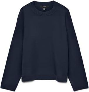 Vero Moda Vmsilje Ls O-Neck Boxy Pullover Noos Pull, Blazer Bleu Marine, XS Femme