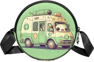 Generic Ambulance Petit sac &agrave; bandouli&egrave;re circulaire pour femme avec fermeture &eacute;clair et bretelles r&eacute;glables Style d&eacute;contract&eacute;