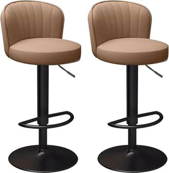 Generic Barhocker-Set (2Er-Set) mit Verstellbarer H&ouml;he, R&uuml;ckenlehne und Fu&szlig;st&uuml;tze - Gepolsterte Sitze, Robustes, Schwarz-Silbernes Metallgestell