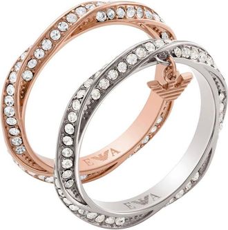 Emporio Armani Damen Ring set, Rose Gold-Tone und zwei-Tone Edelstahl Band, EGS3024SET6.5