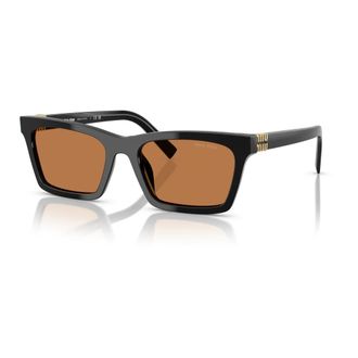 Miu Miu Braune Linse Rechteckige Sonnenbrille - - Accessories - Damen - Schwarzk - 55 MM