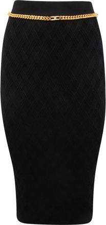 Elisabetta Franchi Femme, Jupes, Noir, Taille: 40 FR Gk20B56E2 Knitted Midi Skirt
