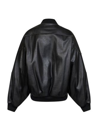 Maison Margiela Womens Bomber Jacket, Black Faux Leather Polyester Jackets