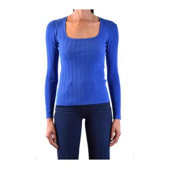 Diane Von F&uuml;rstenberg Lang&auml;rmeliges T-Shirt mit eckigem Ausschnitt - - Knitwear - Damen - Blau - XS