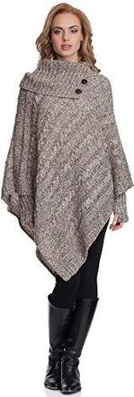 Merry Style Poncho V&ecirc;tement dHiver Femme N4293 (Beigemelange, One size)