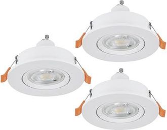 Eglo 3er Set LED Einbaustrahler Barranco, Deckenspots Wohnzimmer, Deckenstrahler schwenkbar aus Kunststoff in Wei&szlig;, neutralwei&szlig;, inkl. GU10 Leuchtmittel