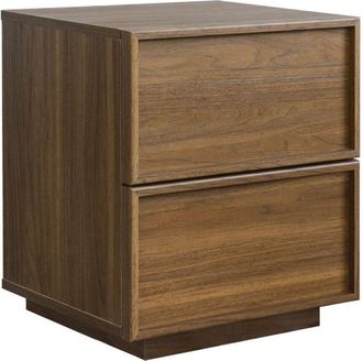 Sweeek Table de chevet effet bois 2 tiroirs noyer L 42 x P 38 x H 48cm - Kuba