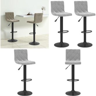 vidaXL Vidaxl - Tabourets de bar lot de 2 gris clair velours - Tabouret De Bar - Chaise De Comptoir - Tabouret De Cuisine - Meubles De Salon - Mobilier