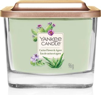 Yankee Candle Company Quadrat Duftkerze| Cactus Flower & Agave Kliengro&szlig;e 1-Docht-Kerze | Brenndauer bis zu 28 Stunden | Elevation Kollektion mit Plattformdeckel