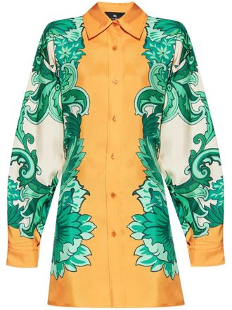 Etro Seidenhemd mit Blumen-Print - Orange