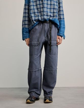 Desigual Pantalon long en coton - Gris-Bleu